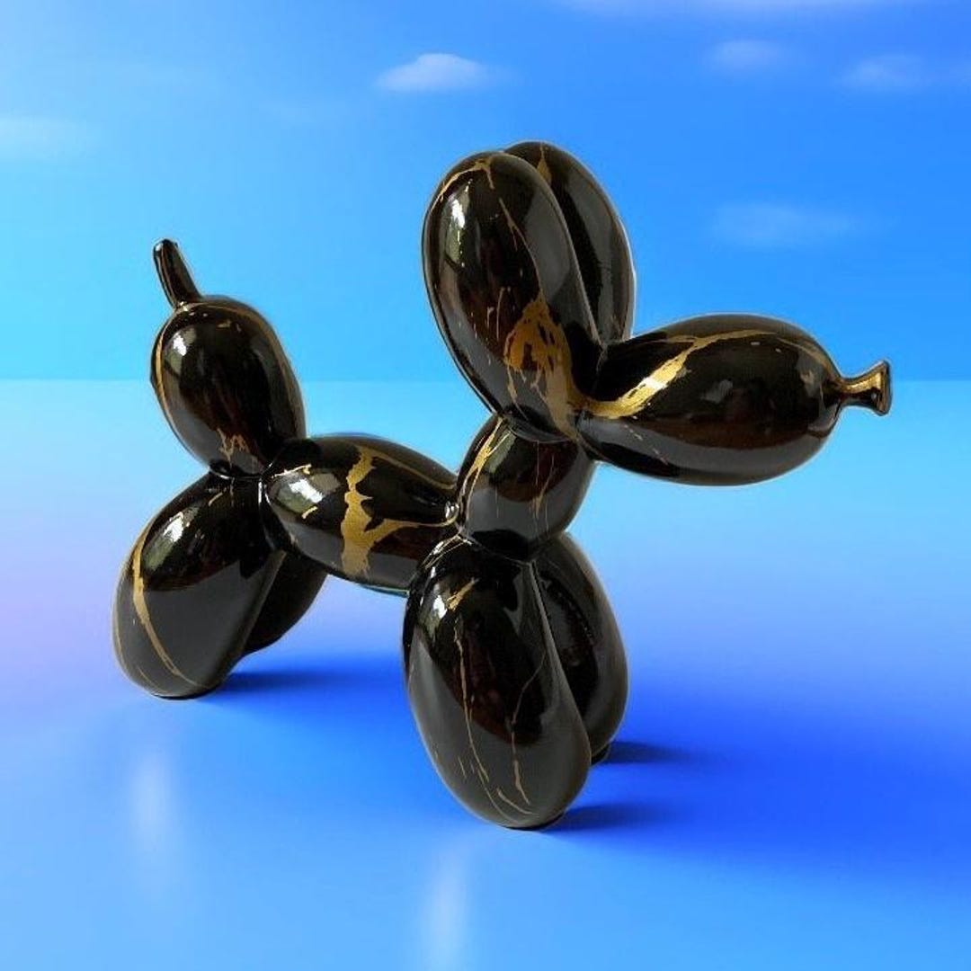 Balloon Dog Gold Marble Pop Art Figurine Statue Modern Home Decor Dog ...