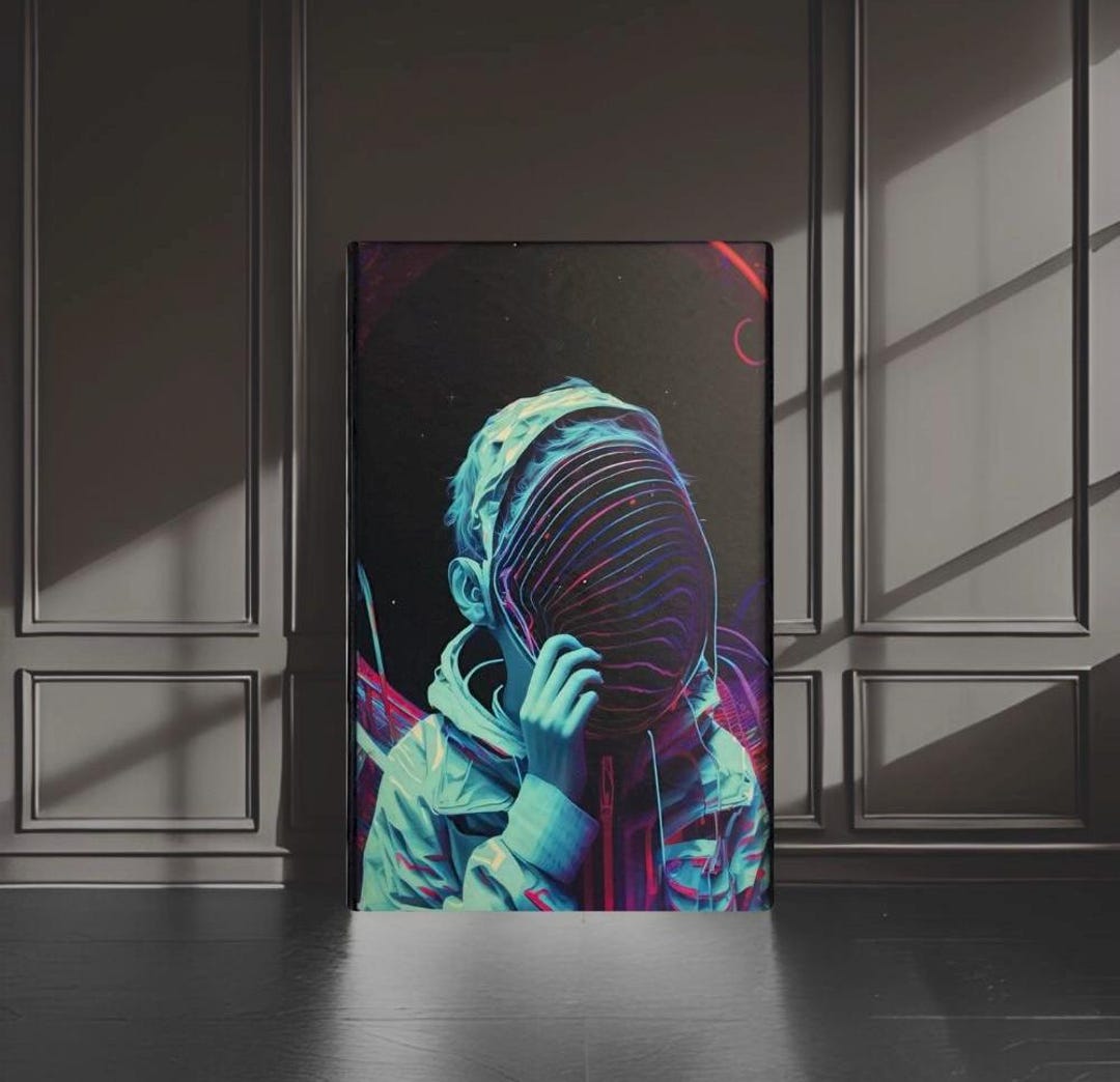 Boy Mask Trippy Floating Canvas Contemporary Modern Home Decor Edgy ...