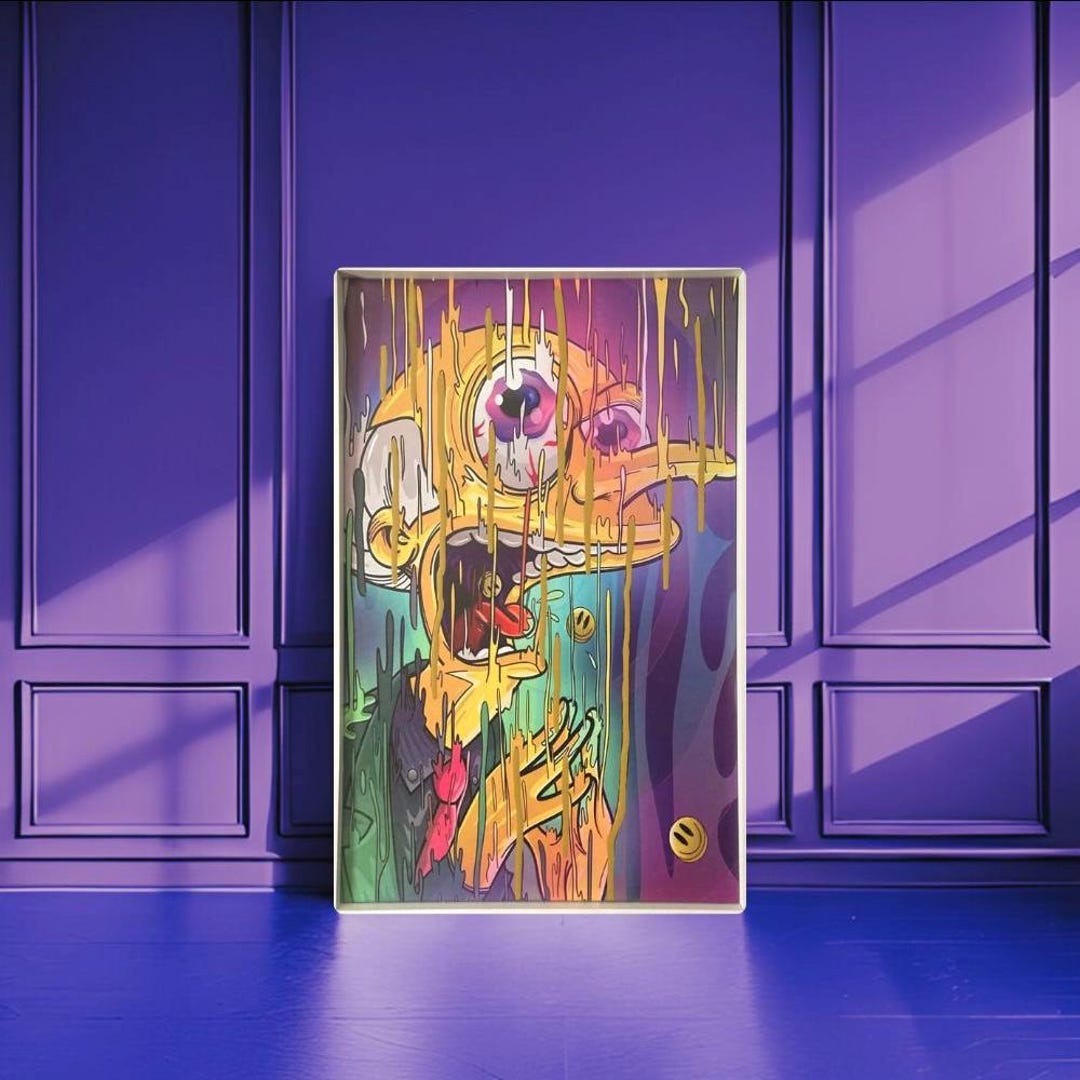 Simpsons Psychedelic Textured Floating Canvas Funny Happy Contemporary ...