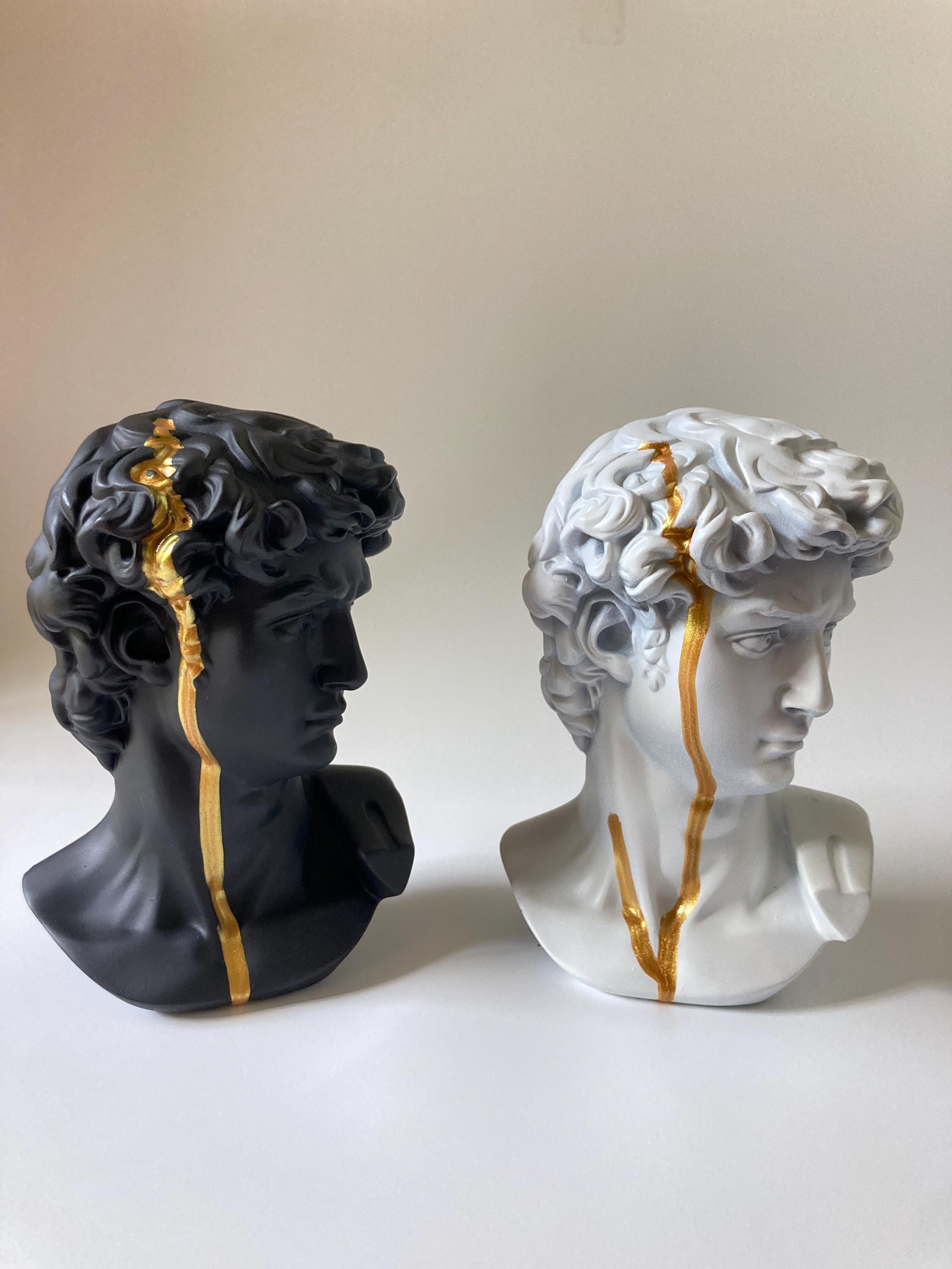 Statue of David White Gray Gold Resin Figurine Statue Classy ...