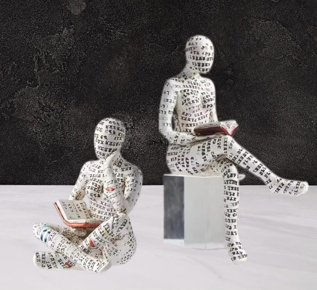 Modern Reader Elegant Classy Letter Print Figurine Statue Black White ...