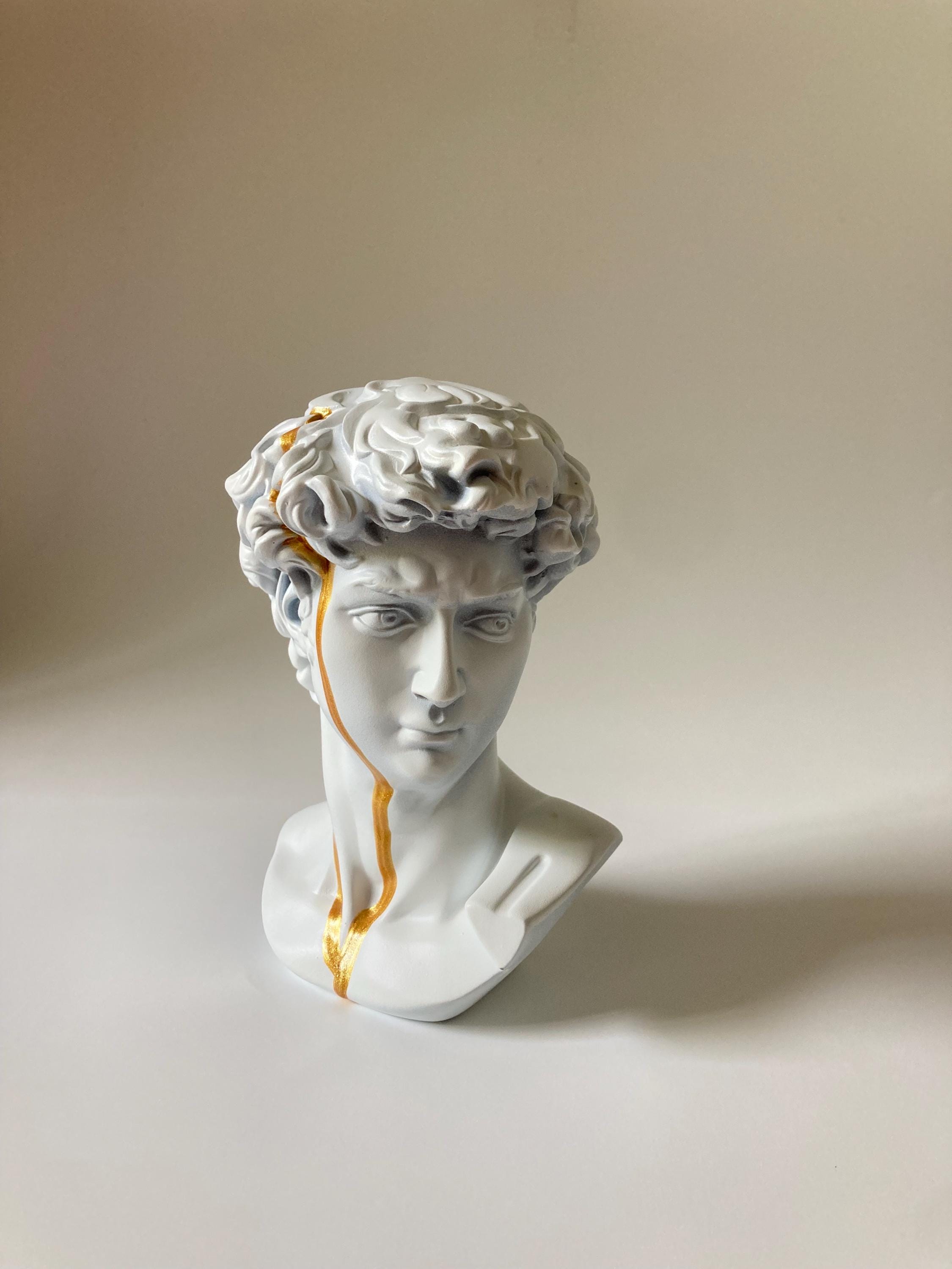 Statue of David White Gray Gold Resin Figurine Statue Classy ...