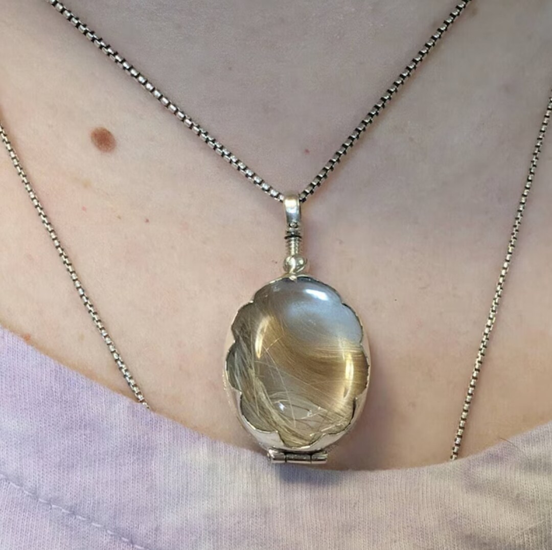 Remembering a Loved One Gift Oval Locket Pendant Lock of Hair Crystal ...