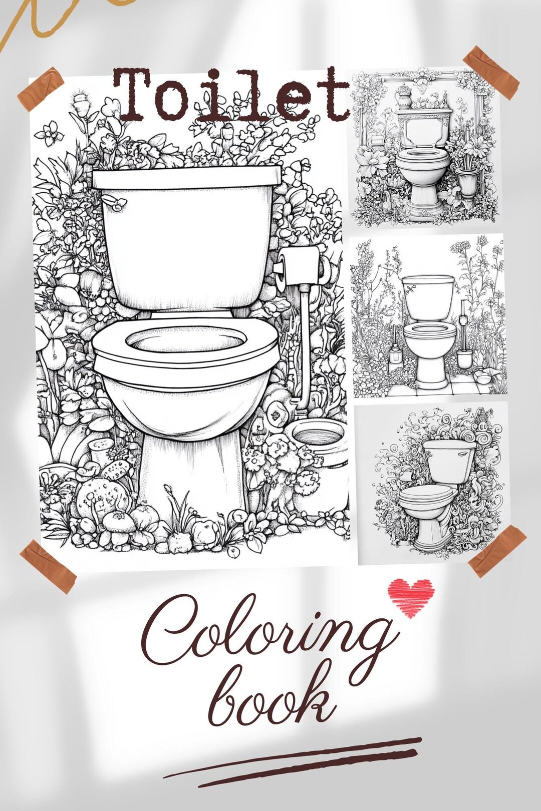 Coloring Book toilet 4 Coloring Pages - Etsy