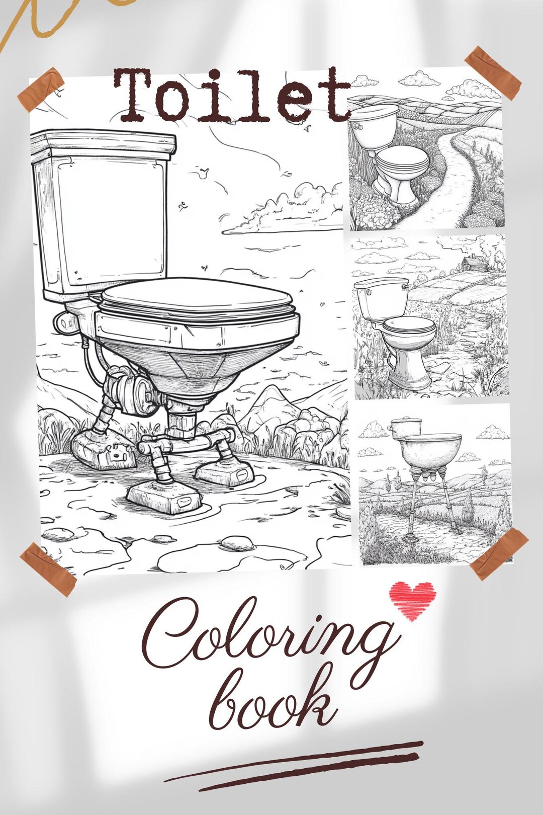 Coloring Book toilet 4 Coloring Pages - Etsy