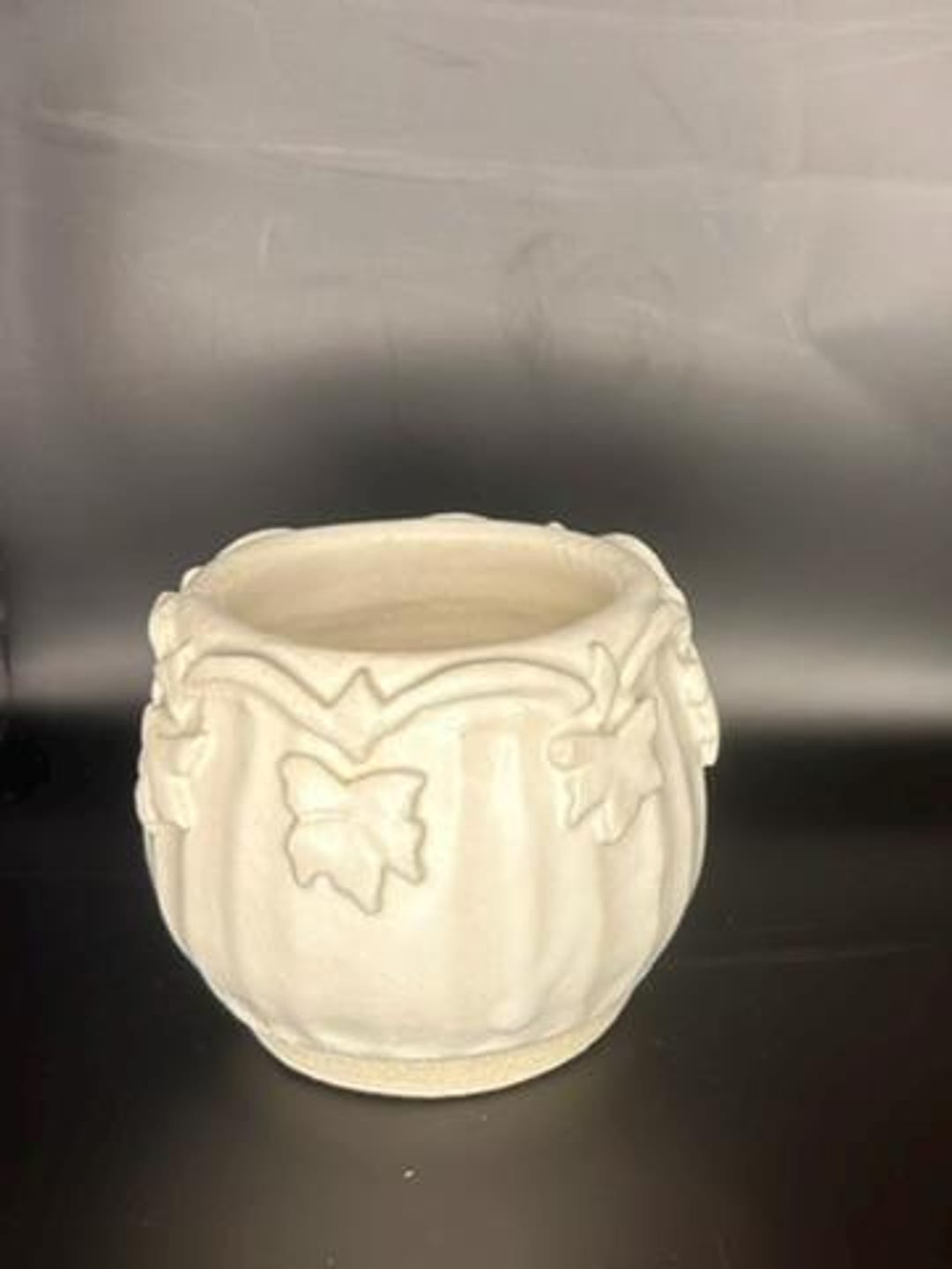 White Ceramics Pot, With Carvings and Leaf Designs - Etsy