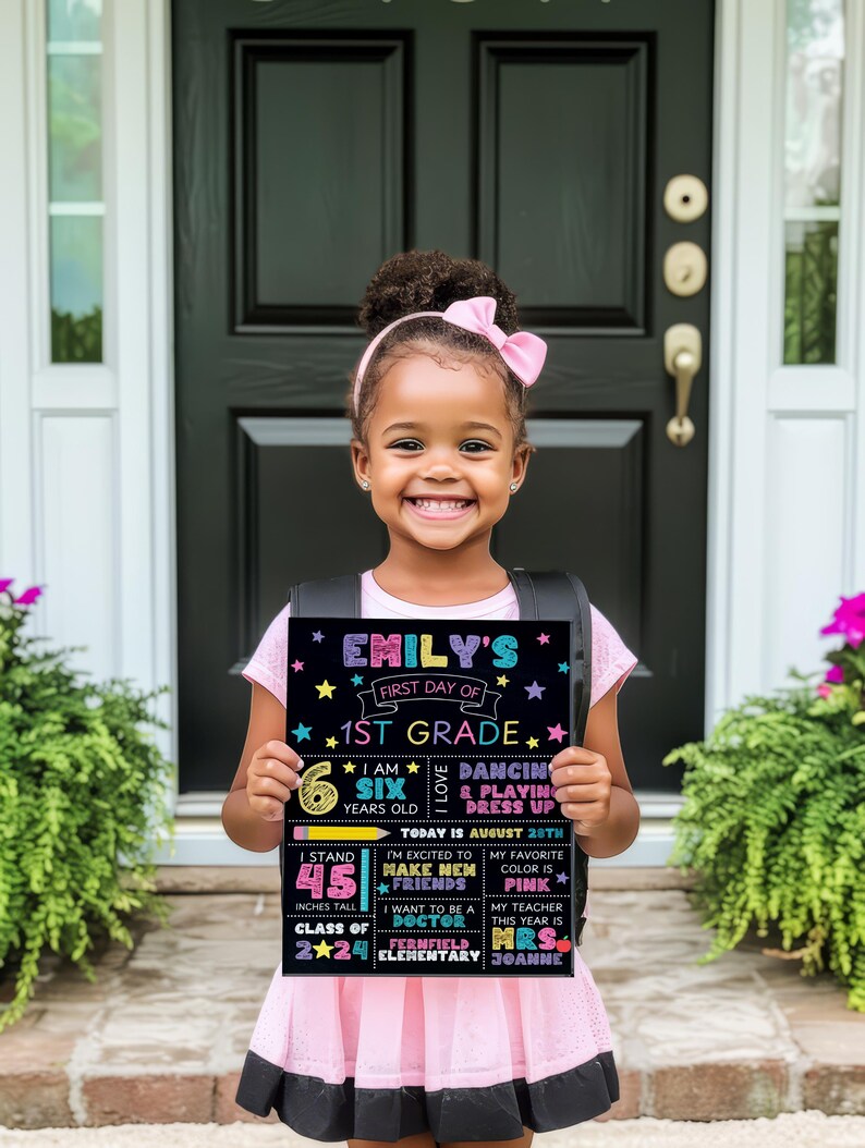 Chalkboard Back to School Sign Canva Template, Editable First Day of ...