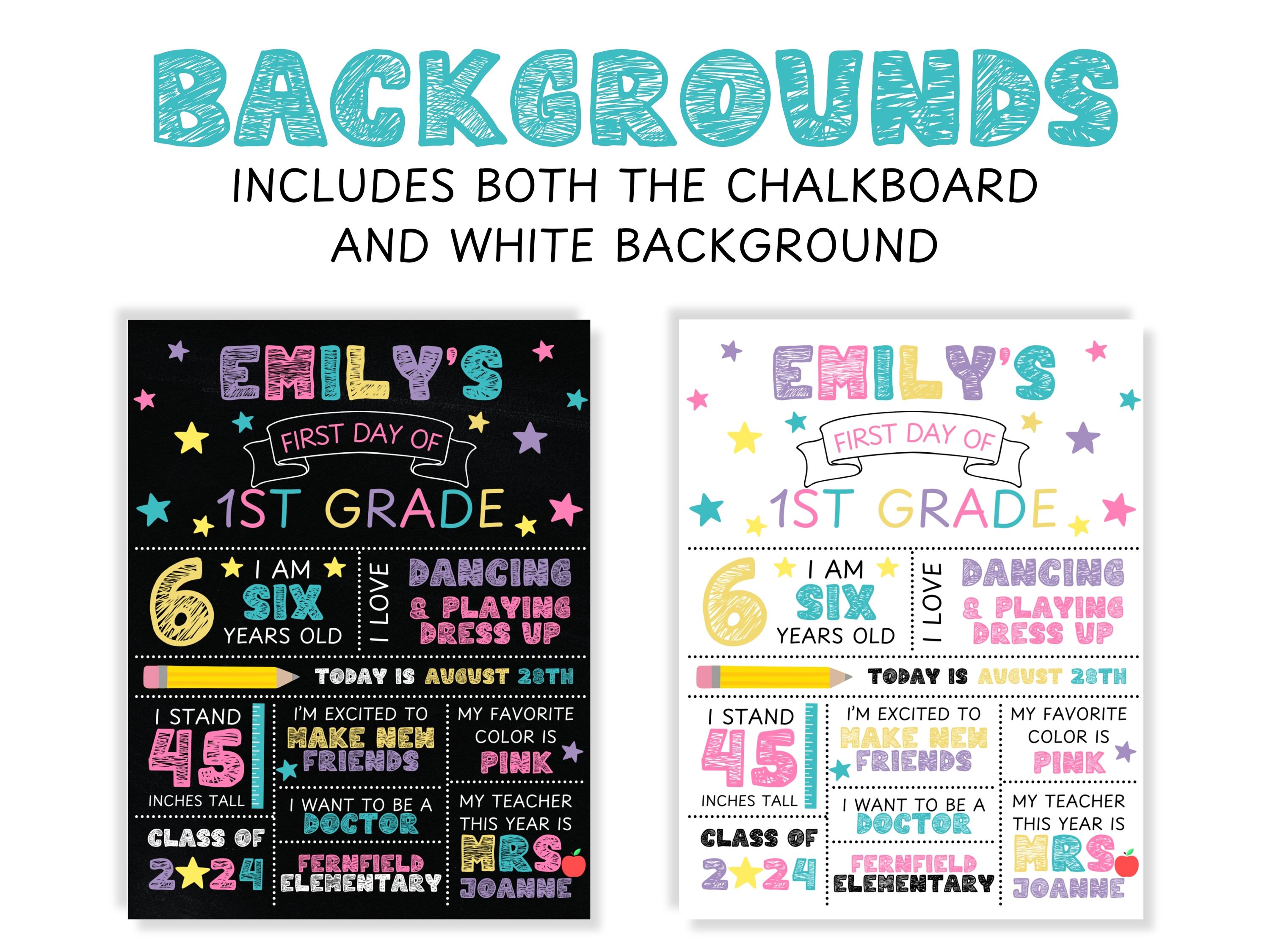 Chalkboard Back to School Sign Canva Template, Editable First Day of ...