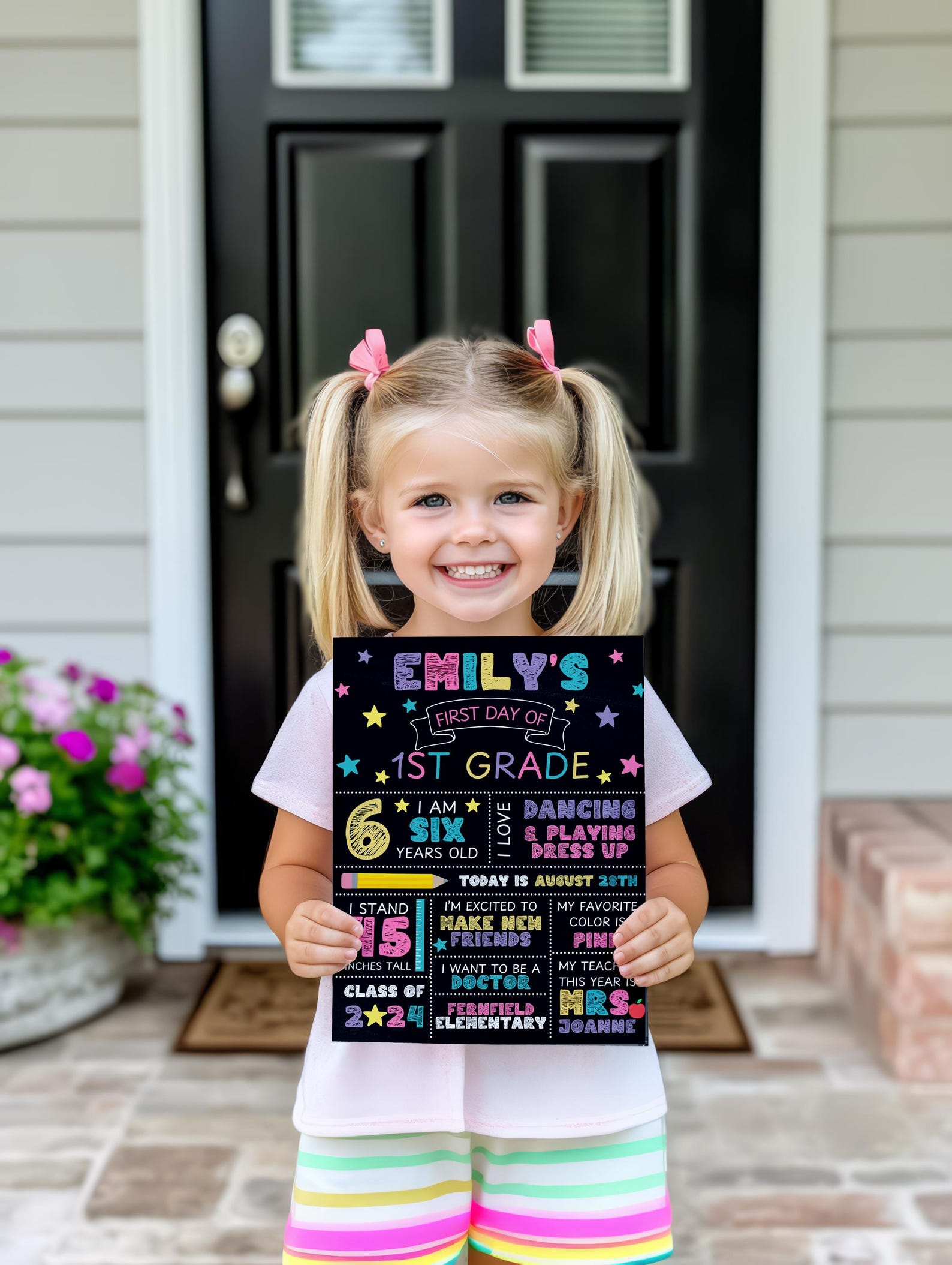 Chalkboard Back to School Sign Canva Template, Editable First Day of ...