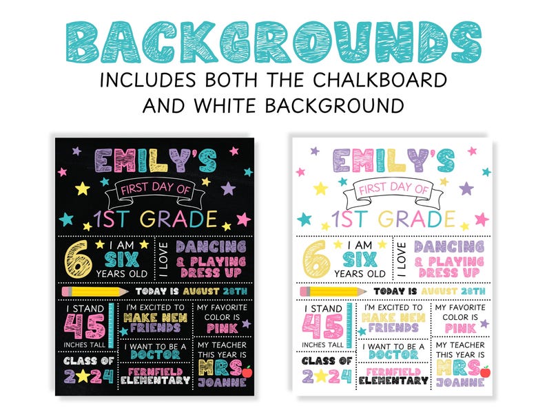 Chalkboard Back to School Sign Canva Template, Editable First Day of ...