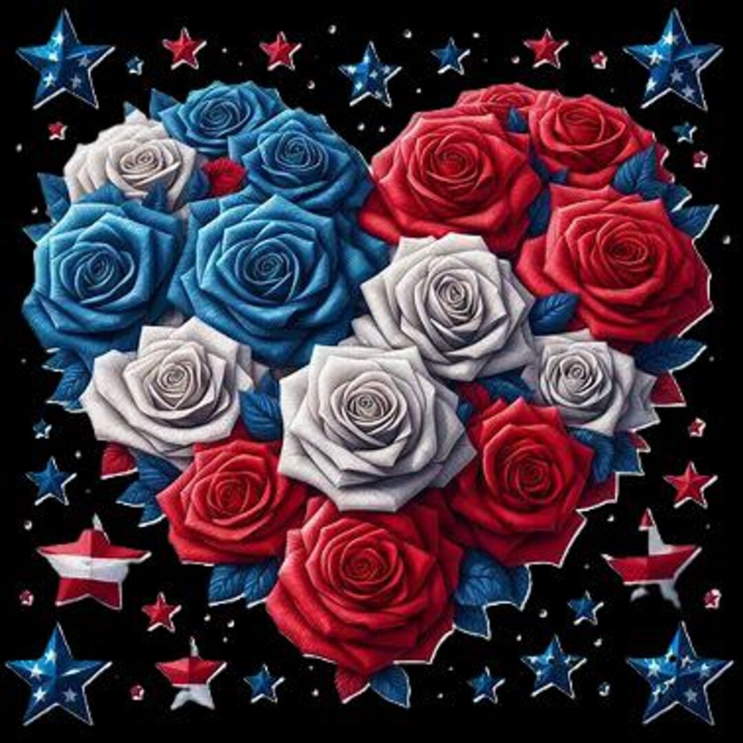 Patriotic Rose Hearts Png - Etsy