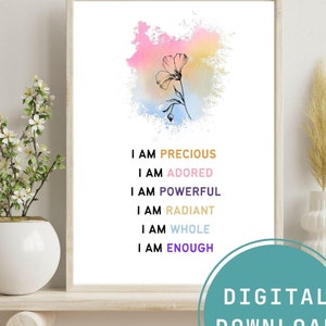 Printable Self-loving Wall Art, Instant Download Positive Affirmation ...