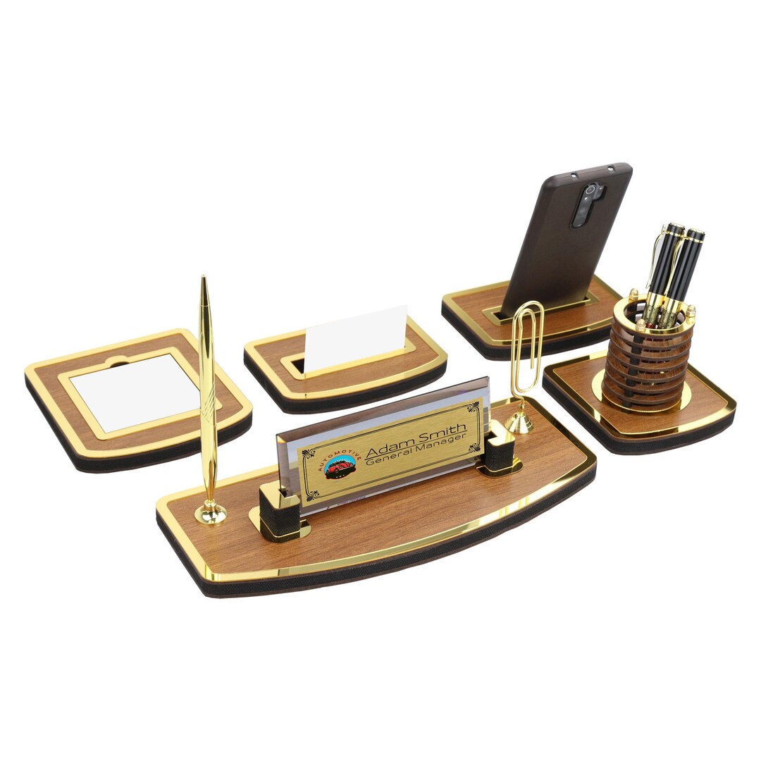 Personalized Luxury Desk Name Plate Set | Wooden Desk Nameplate With ...