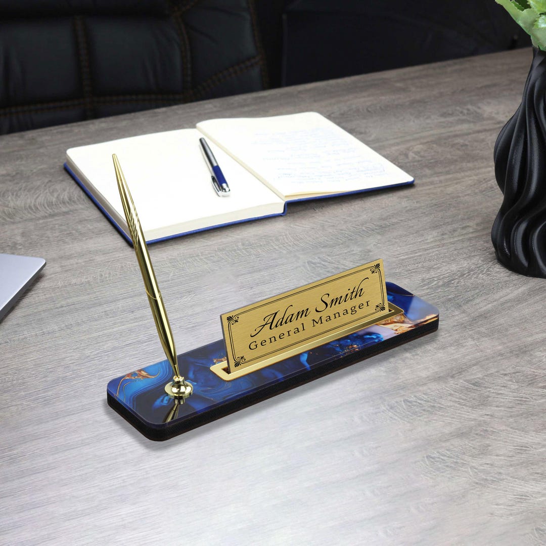 Personalized Luxury Desk Name Plate Patterned Wooden Desk Nameplate ...