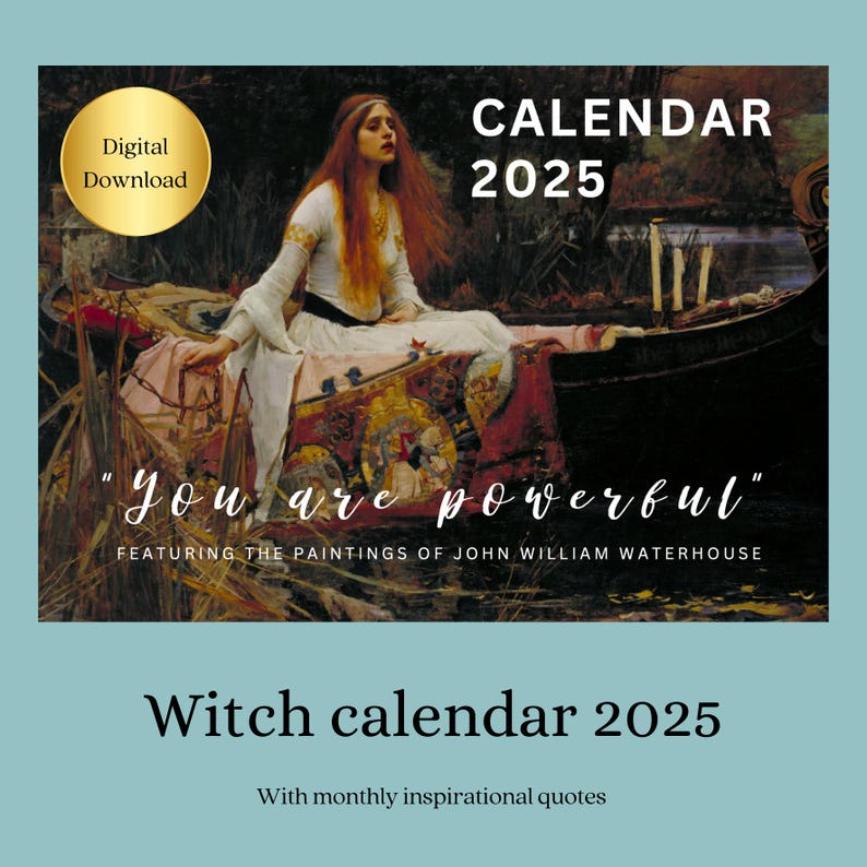 Witch Gothic Calendar 2025 Inspirational Quotes Digital PDF Download ...