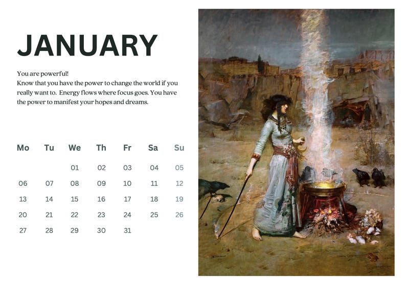 Witch Gothic Calendar 2025 Inspirational Quotes Digital PDF Download ...