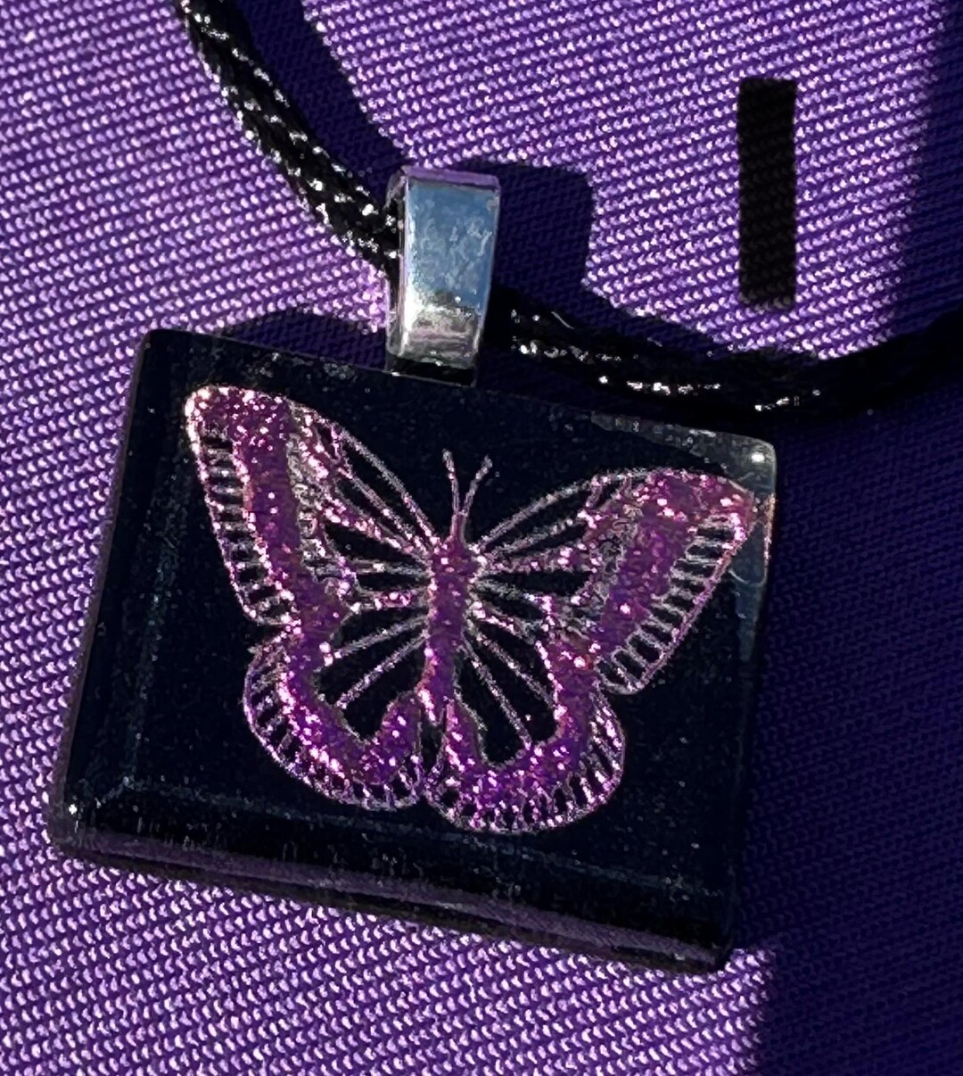 Iridescent Dichroic Glass Butterfly Pendant: Handcrafted Artisan ...