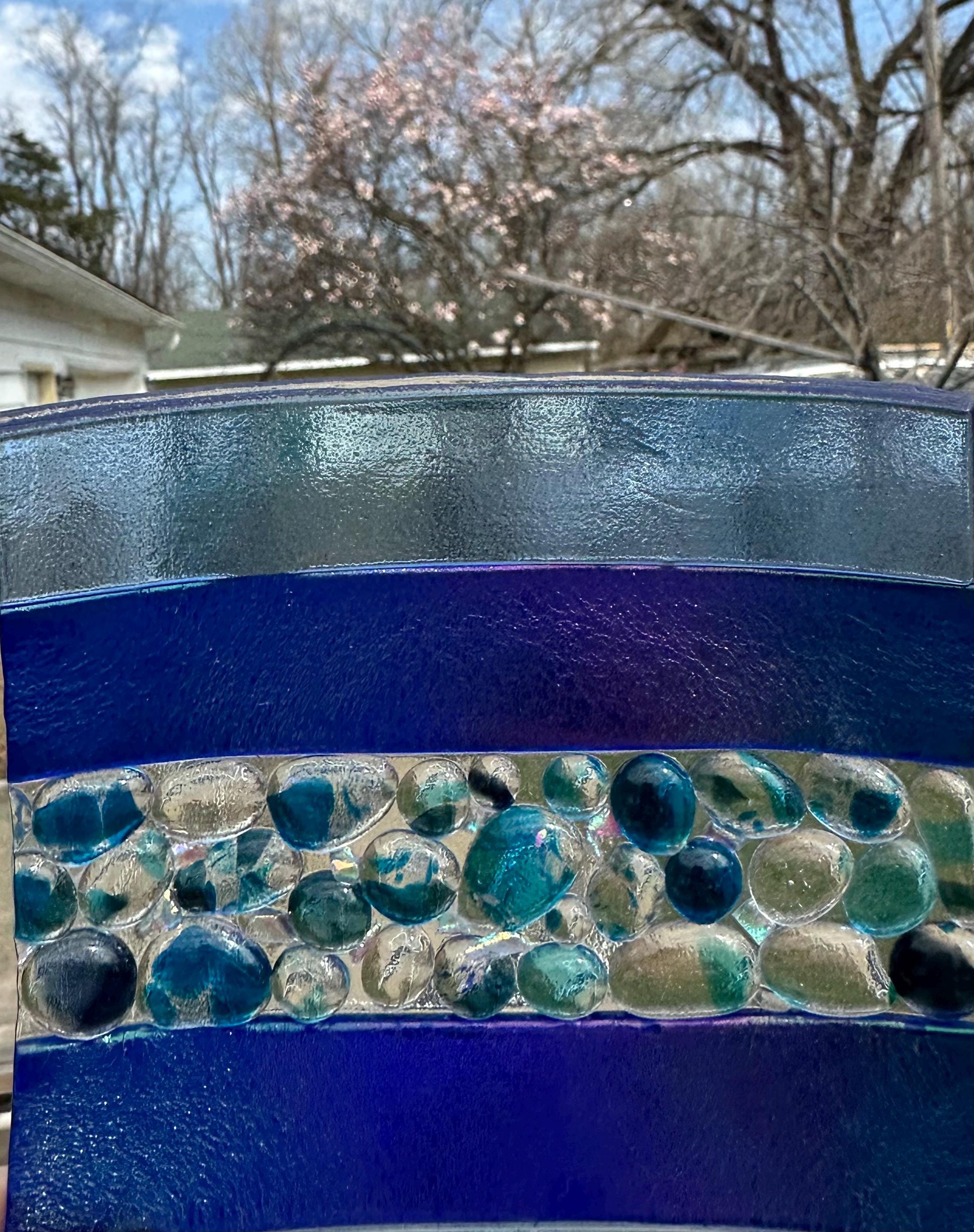 Handcrafted Coastal Pebble Dish: Sparkling Glass Art for Unique Home ...