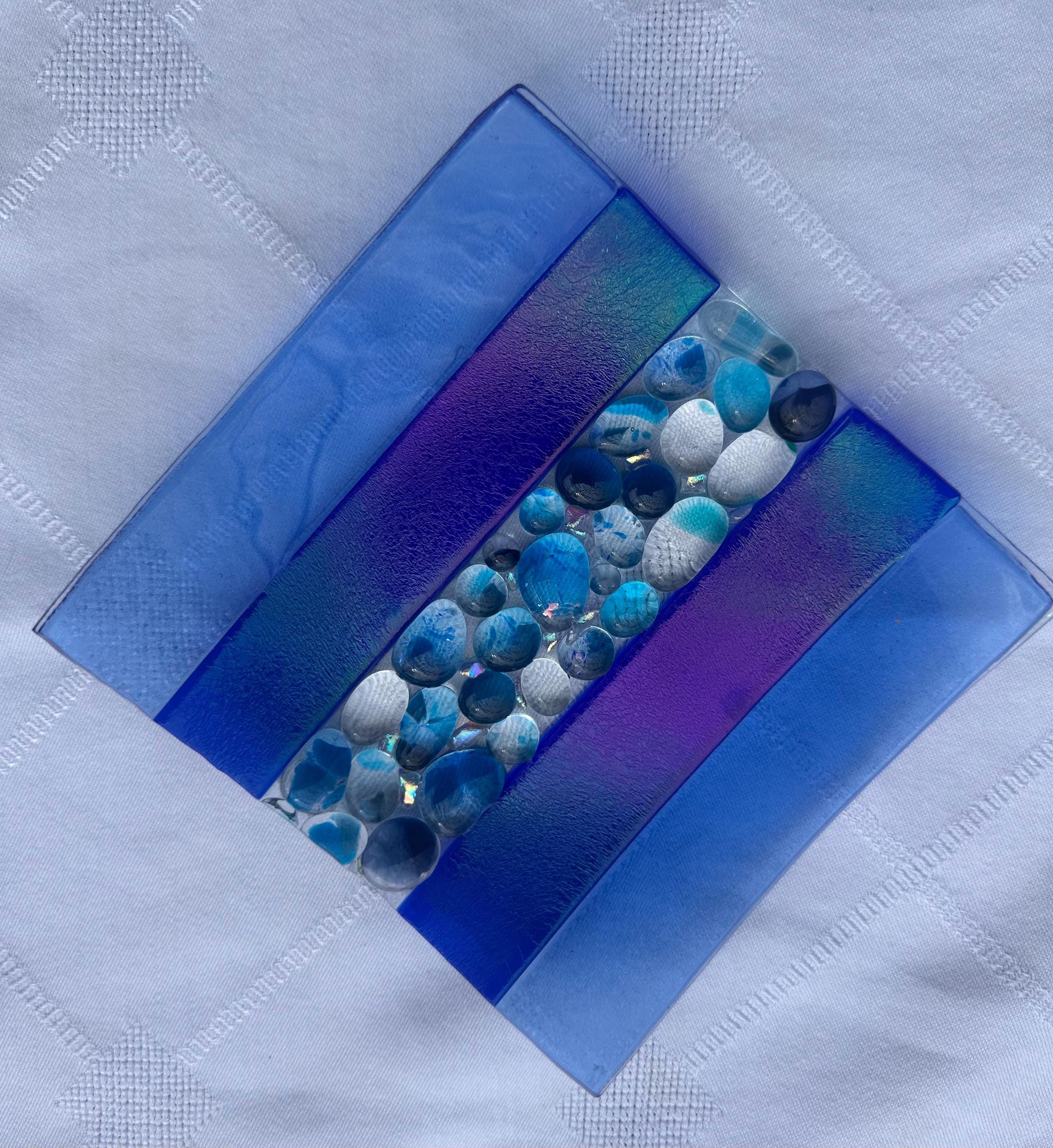 Handcrafted Coastal Pebble Dish: Sparkling Glass Art for Unique Home ...