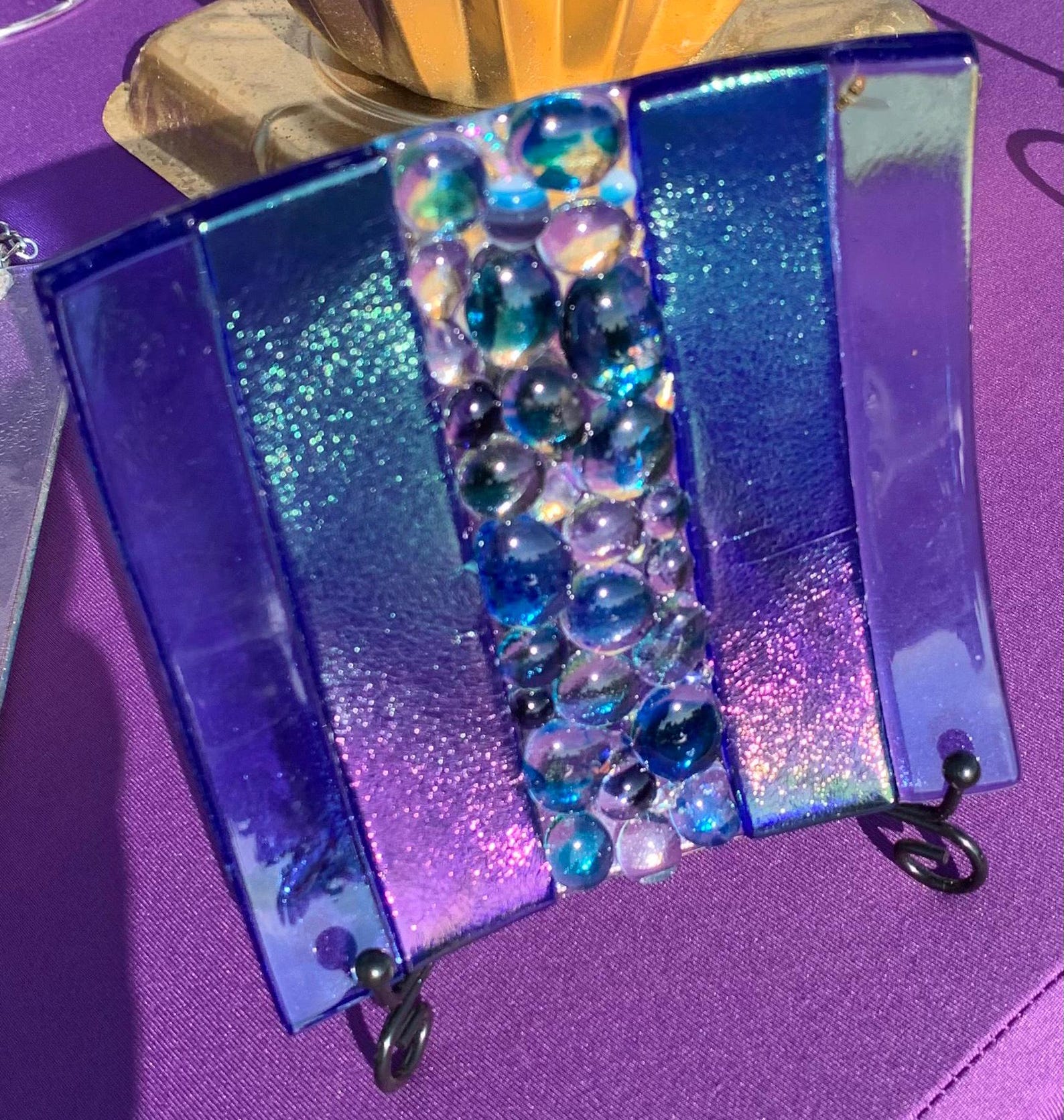 Handcrafted Coastal Pebble Dish: Sparkling Glass Art for Unique Home ...