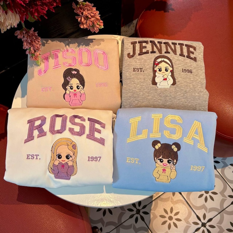 Cute Blackpink Members Chibi Embroidered Sweatshirt, BBLACKPINK 2025 ...