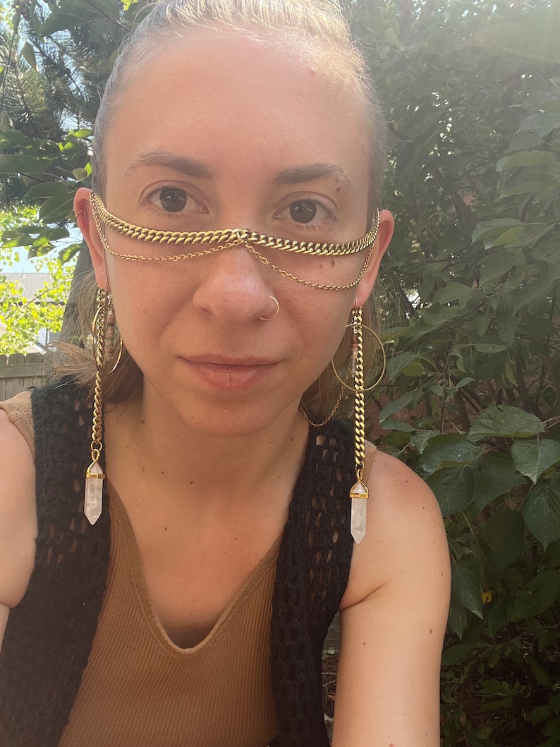 Face Chain | 18k Gold Plated Chain | Crystal Charm | Festival Jewelry ...