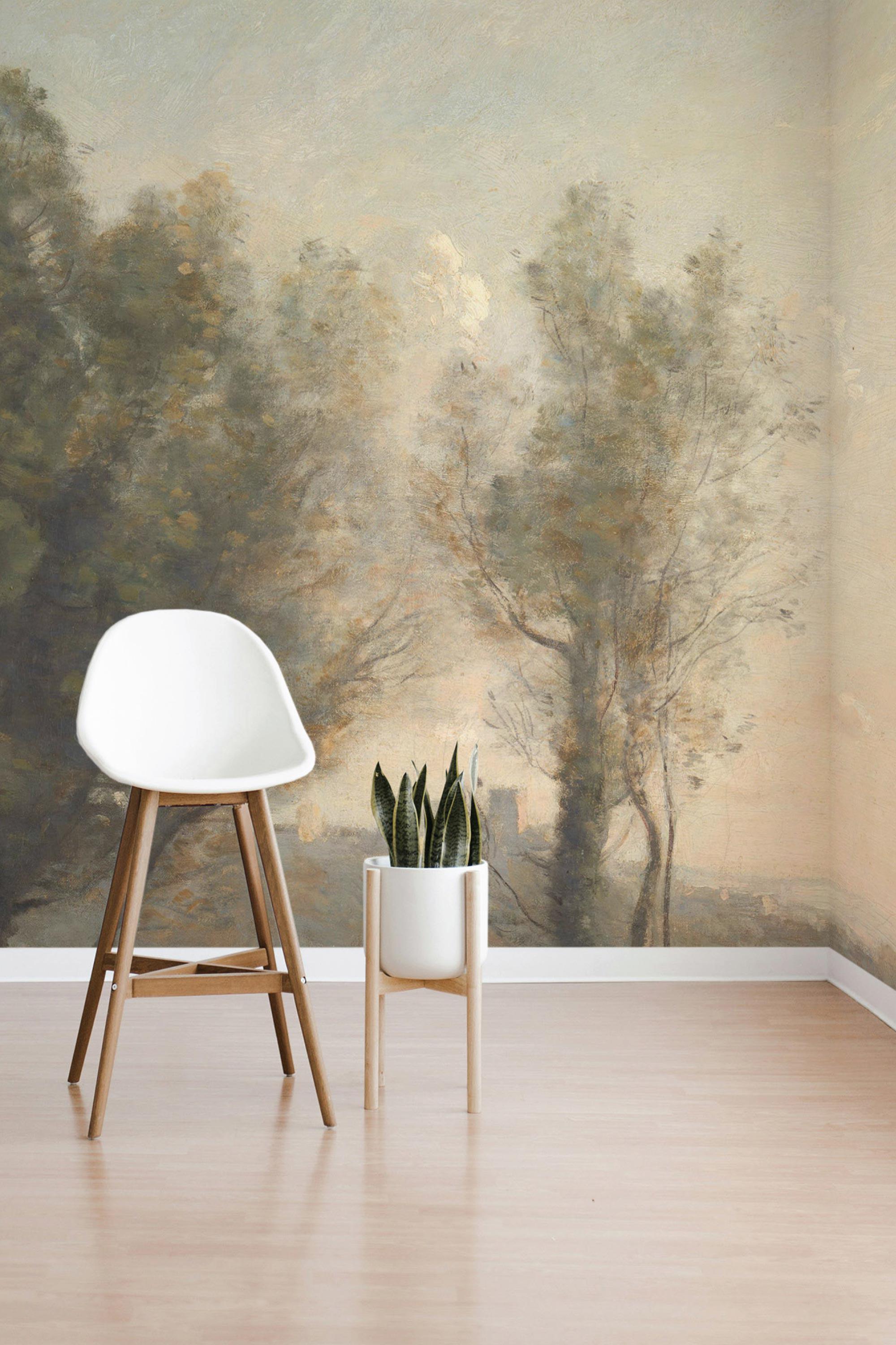 Subtle Swedish Landscape Antique Painting Wall Mural, Removable or Non ...