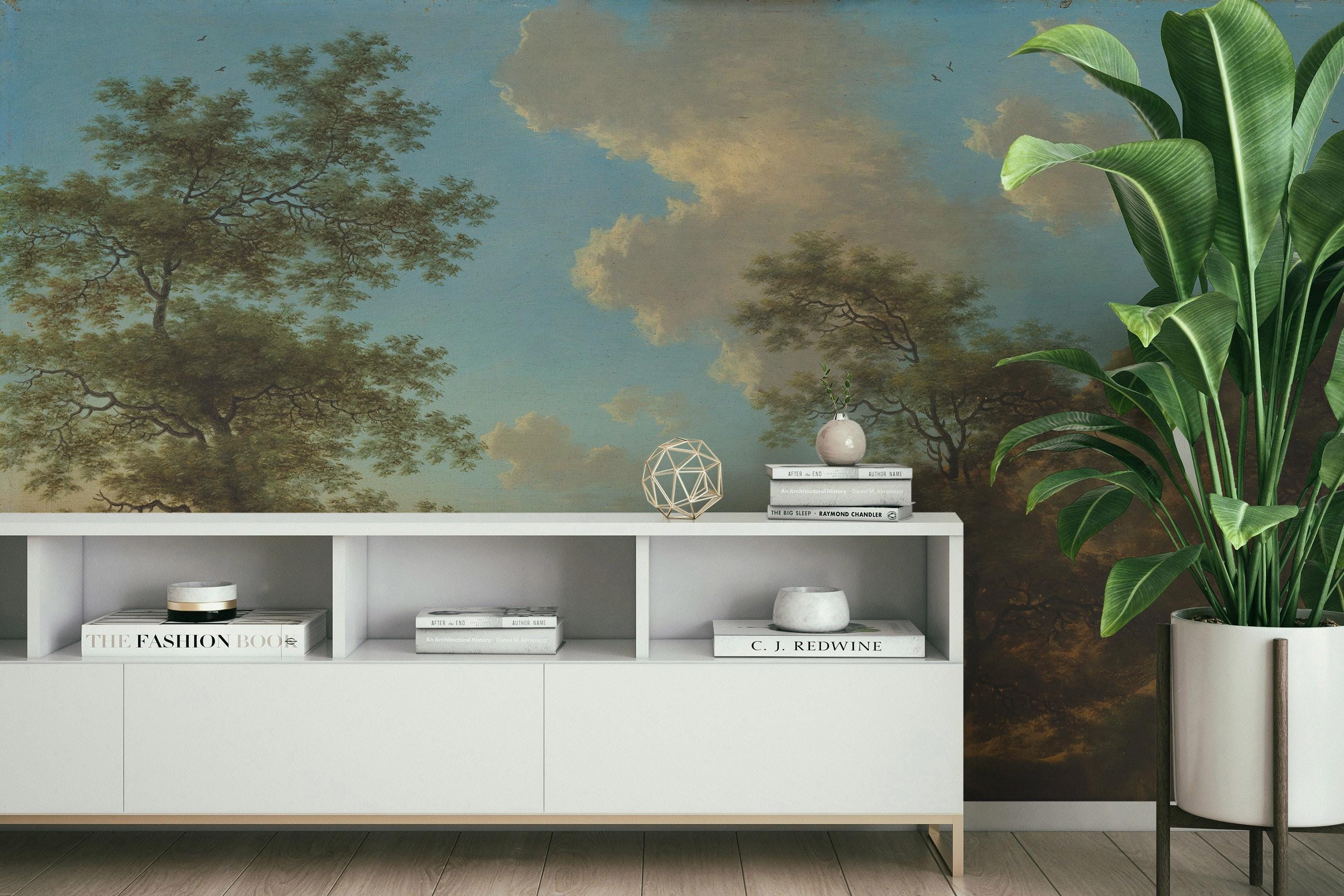 Vintage Italian Landscape Mural, Antique Painting Wallpaper, Peel and ...