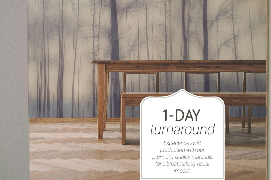 Dreamy Forest Wall Mural, Subtle Trees, Peel and Stick Wallpaper - Etsy