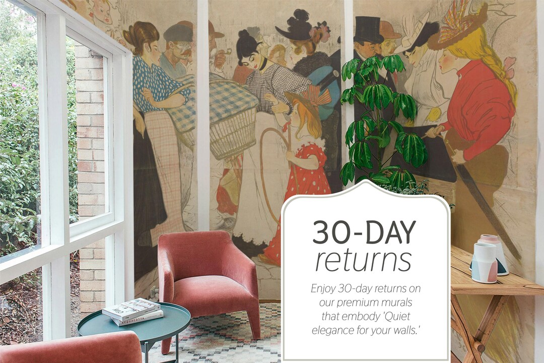 Vintage People Wall Mural / Antique Painting Wall Mural, Removable or ...