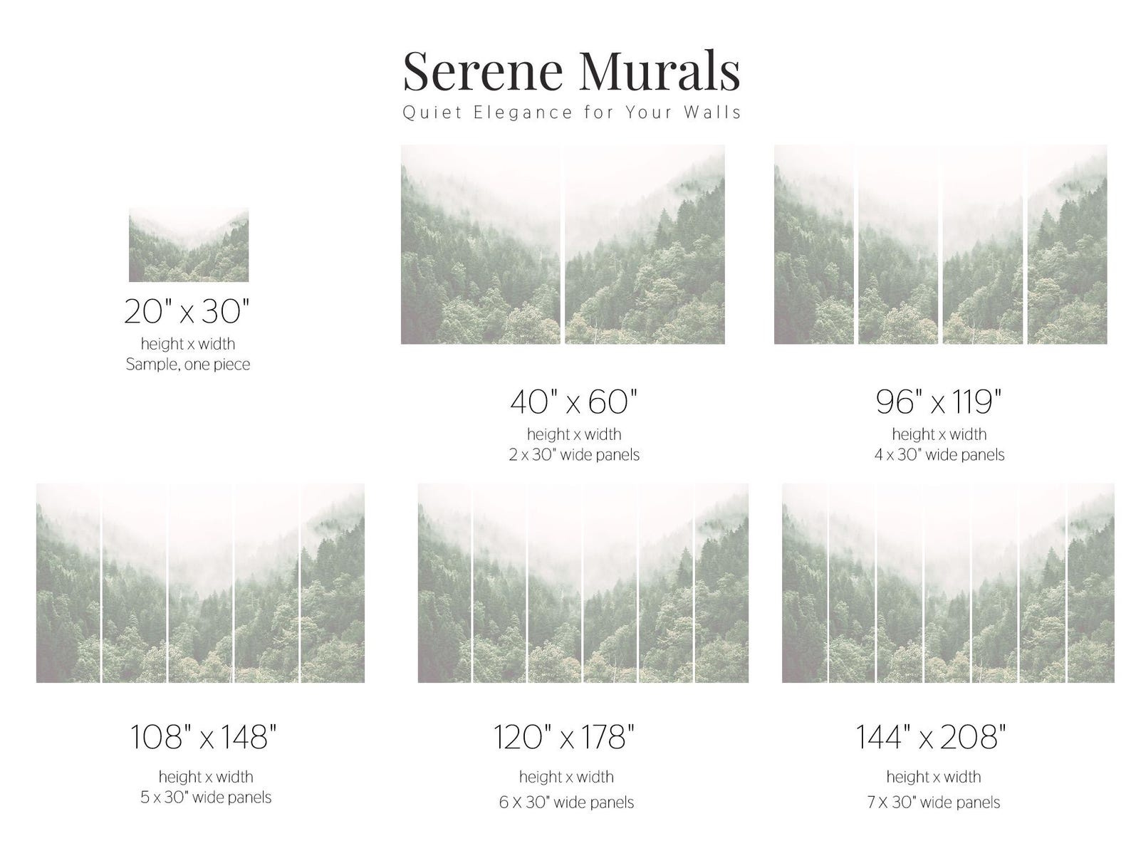 Scenic Fir Tree Wall Mural, Removable or Non-pasted Wallpaper Mural ...