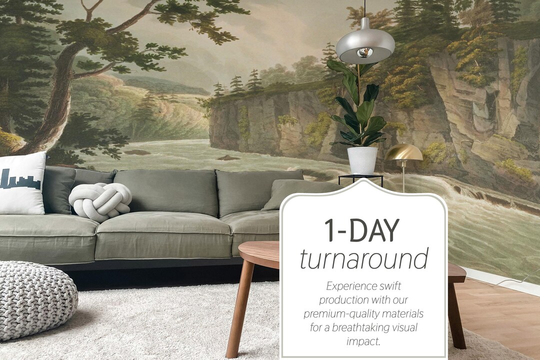 Fisherman by Cascading River Wall Mural, Removable or Non-pasted ...