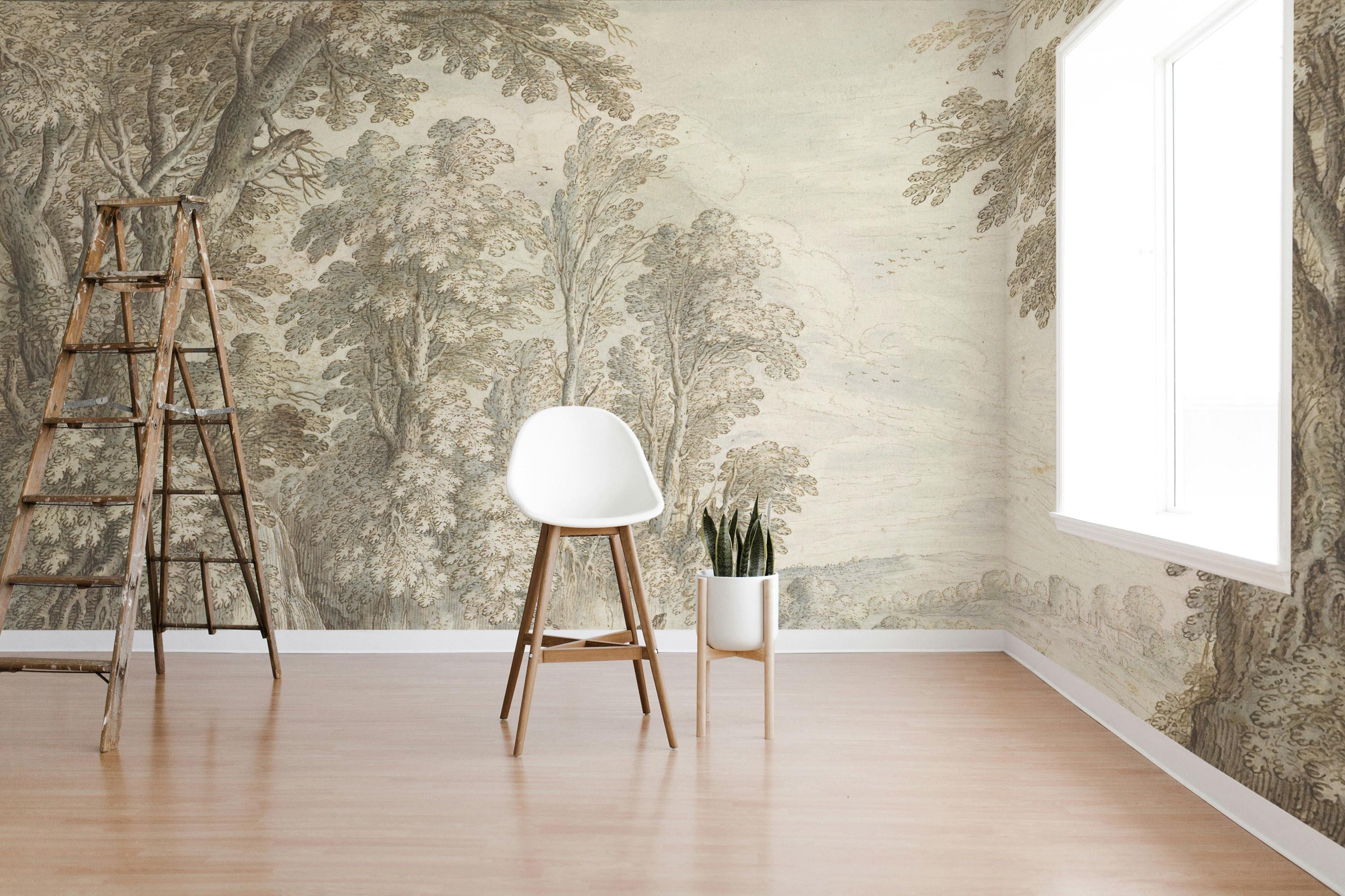 Vintage Timber Subtle Graphic Landscape / Wall Mural, Removable or Non ...