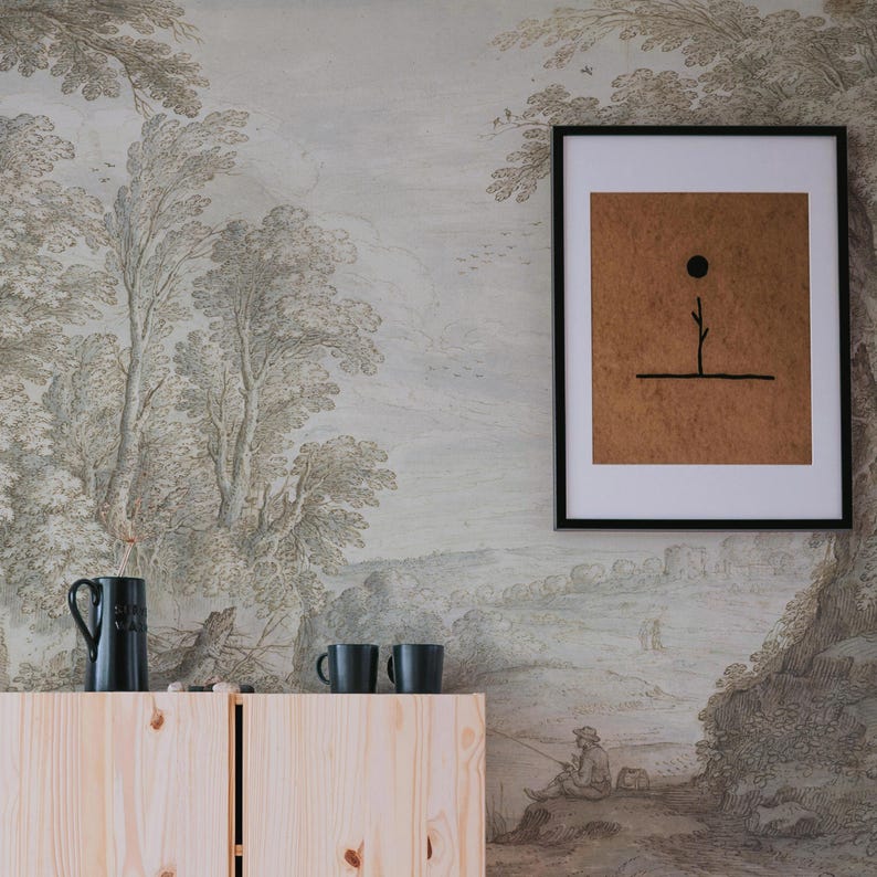 Vintage Timber Subtle Graphic Landscape Wall Mural, Removable or Non ...