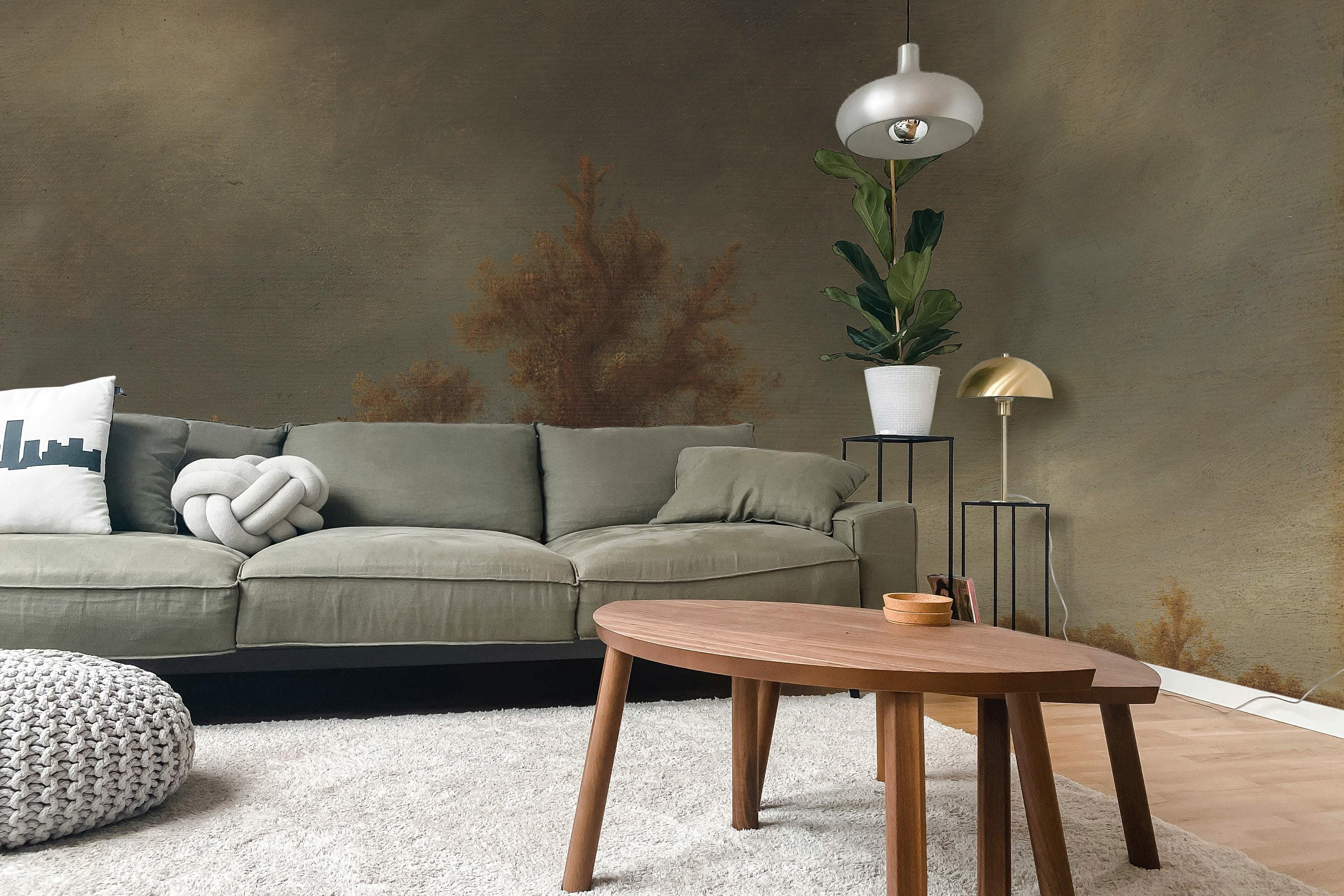 Oak Tree Landscape Antique Painting Wall Mural, Removable or Non-pasted ...