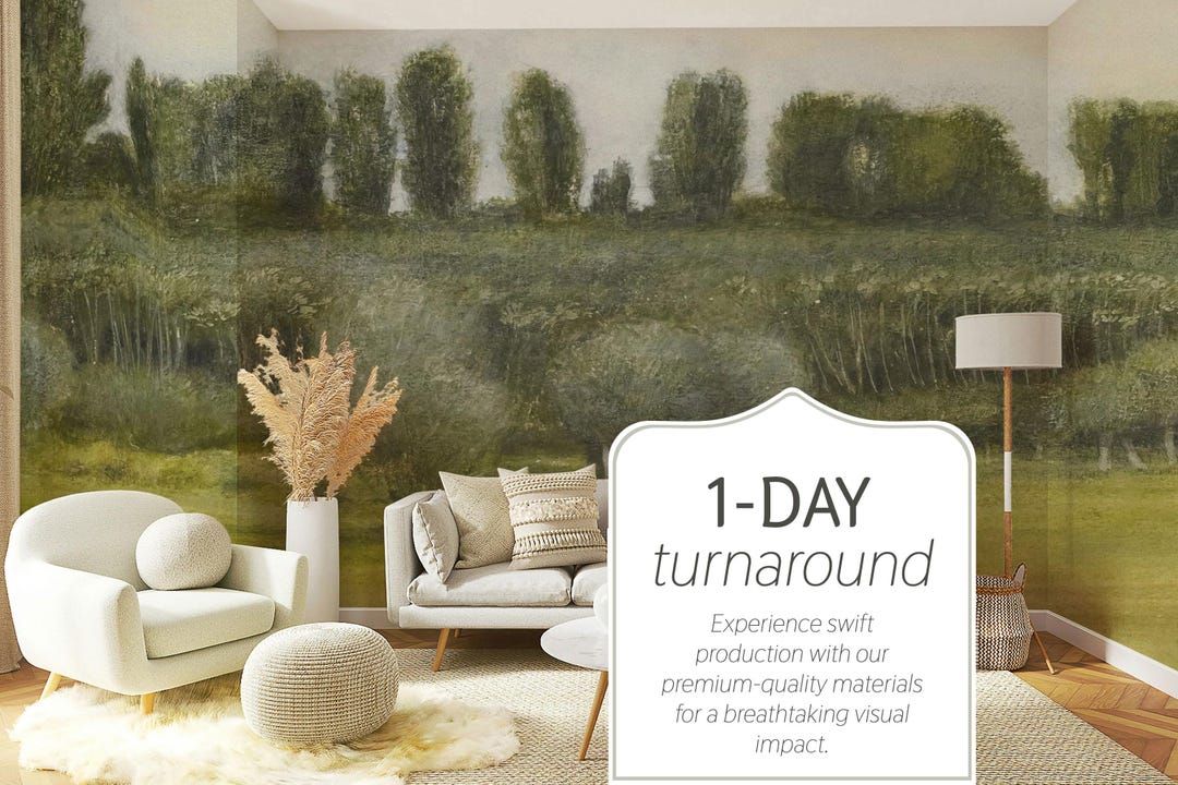 Subtle Verdant Tree Grove Wall Mural, Removable or Non-pasted Wallpaper ...