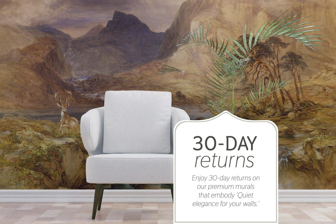 Magical Deer by the River Wall Mural, Removable or Non-pasted Wallpaper ...