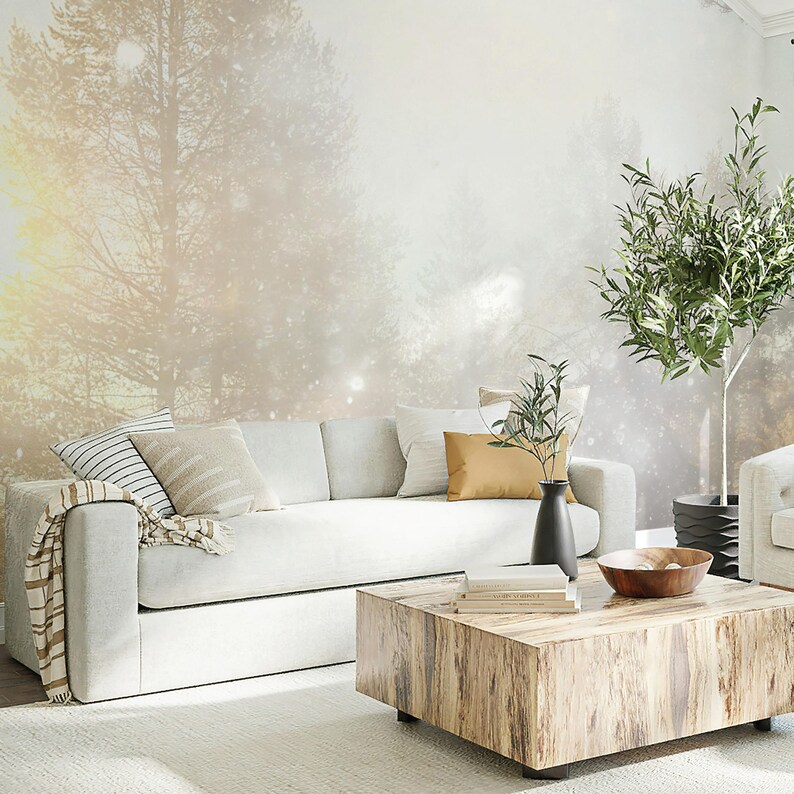 Soft Subtle Winter Light Wall Mural, Removable or Non-pasted Wallpaper ...