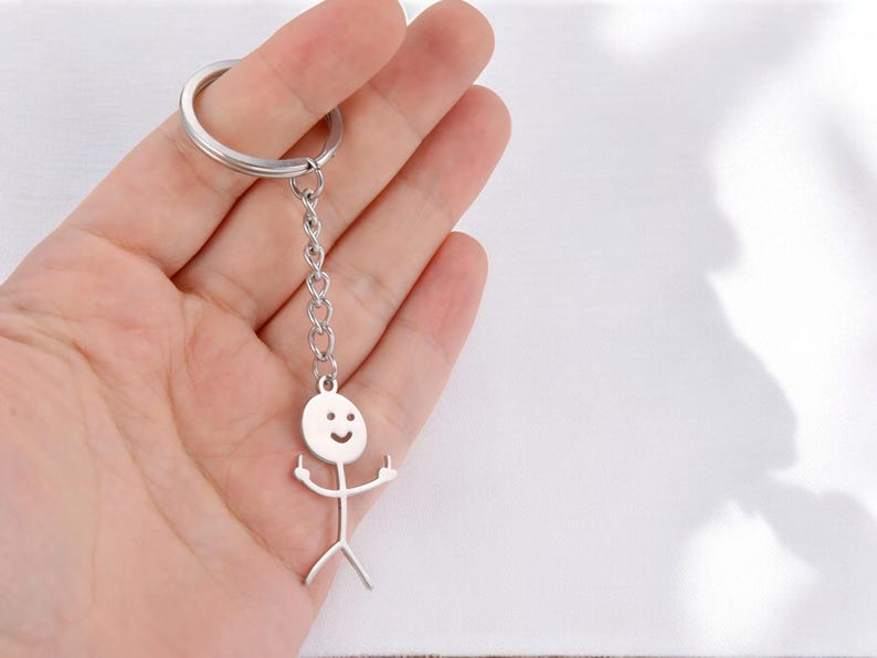 Funny Middle Finger Stickman Keychain 2024 Cute Trendy Keychain Gag ...