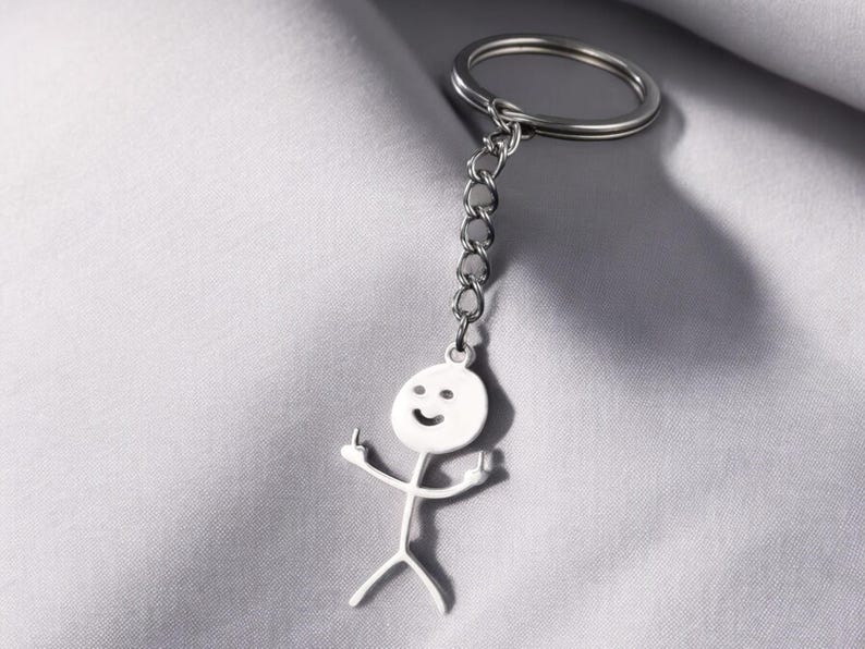 Funny Middle Finger Stickman Keychain 2024 Cute Trendy Keychain Gag ...