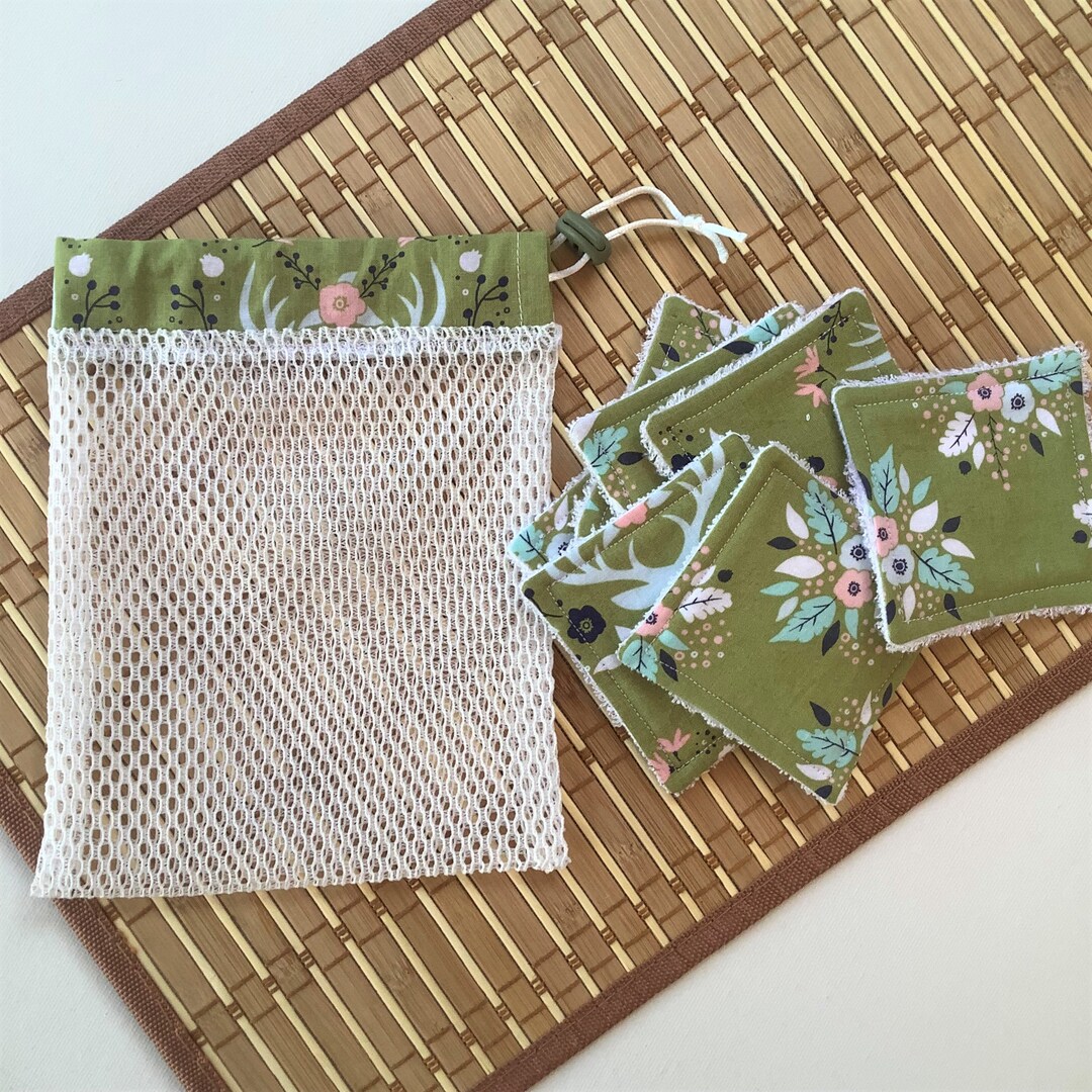Set of 7 Reusable Makeup Wipes Wash Bag , Reusable Face Pads, Washable ...