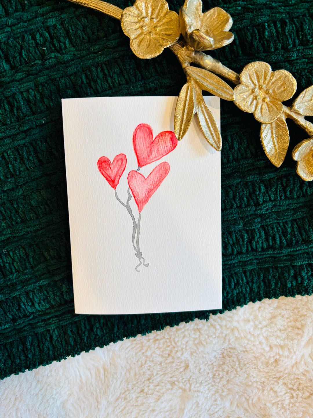 Valentines Day Heart Balloon Watercolor Greeting Card for Holidays ...