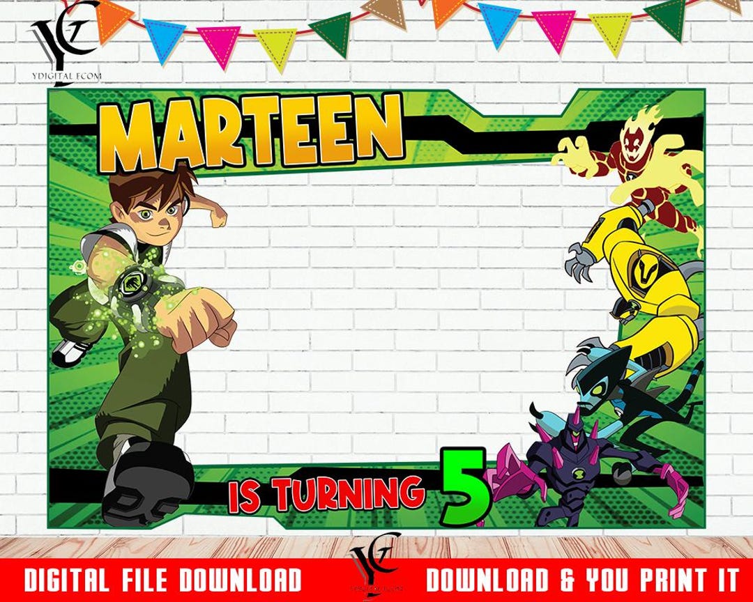 Ben 10 Photo Booth Frame, Personalized Selfie Frame, Birthday Photo ...