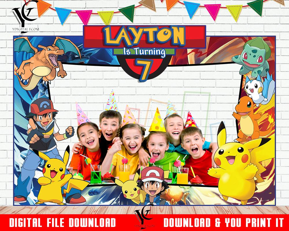 Pokemon Photo Booth Frame, Personalized Selfie Frame, Birthday Photo ...