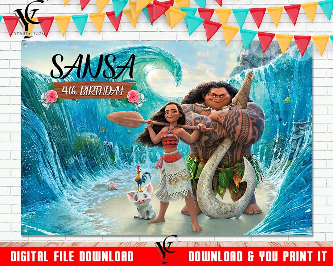 Moana Birthday Backdrop, Moana Birthday Party, Moana Party Decor, Moana ...