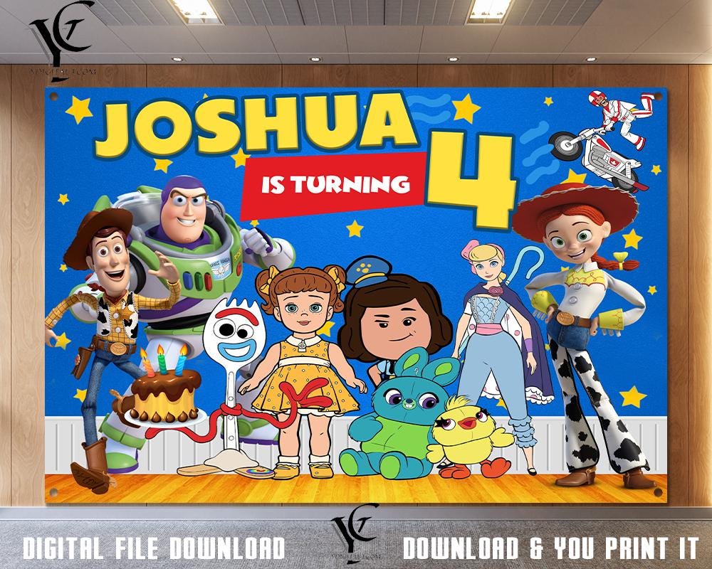 Toy Story Birthday Banner, Toy Story Backdrop, Custom Backdrop ...