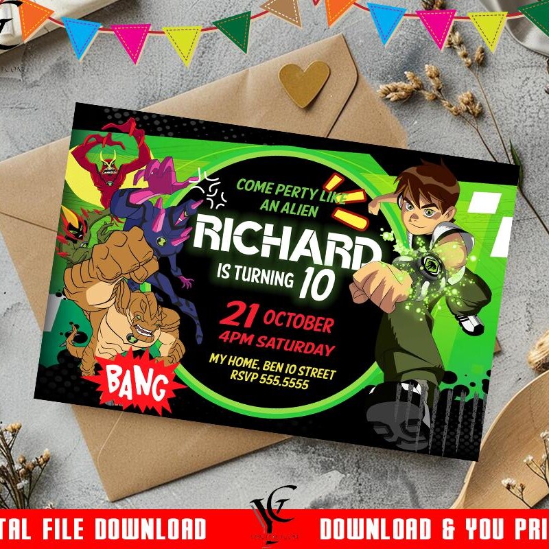 Ben10 Invitation - Etsy