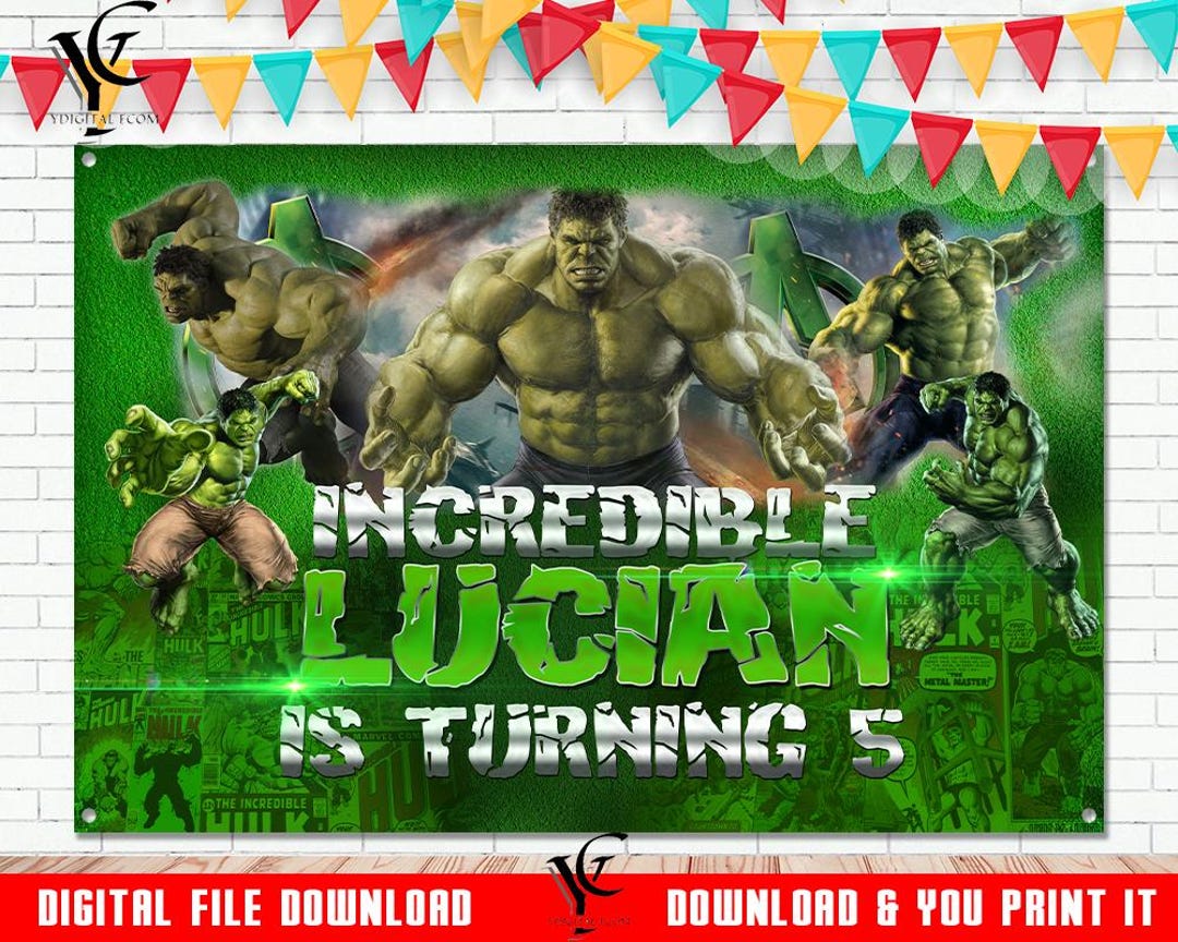 Hulk Birthday Banner, Hulk Birthday Backdrop, Digital File Only ...