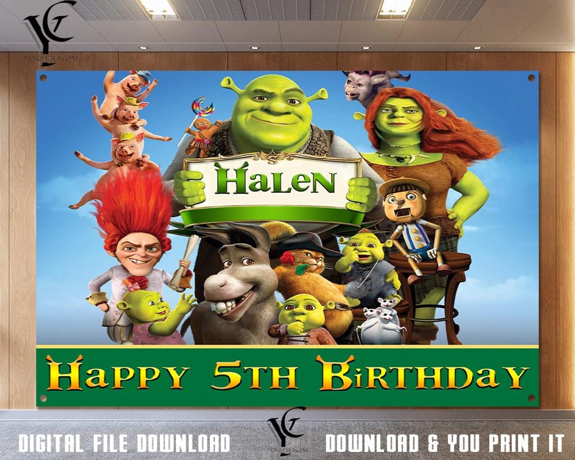 Shrek Birthday Backdrop, Shrek Birthday Party, Shrek Party Decor, Shrek ...