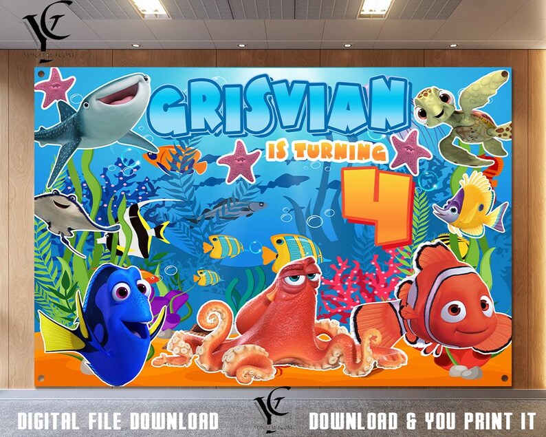 Finding Nemo Birthday Backdrop, Finding Nemo Birthday Party, Finding ...